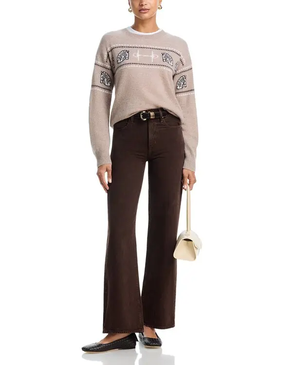 Aqua 100% Cashmere Horse Crewneck Sweater