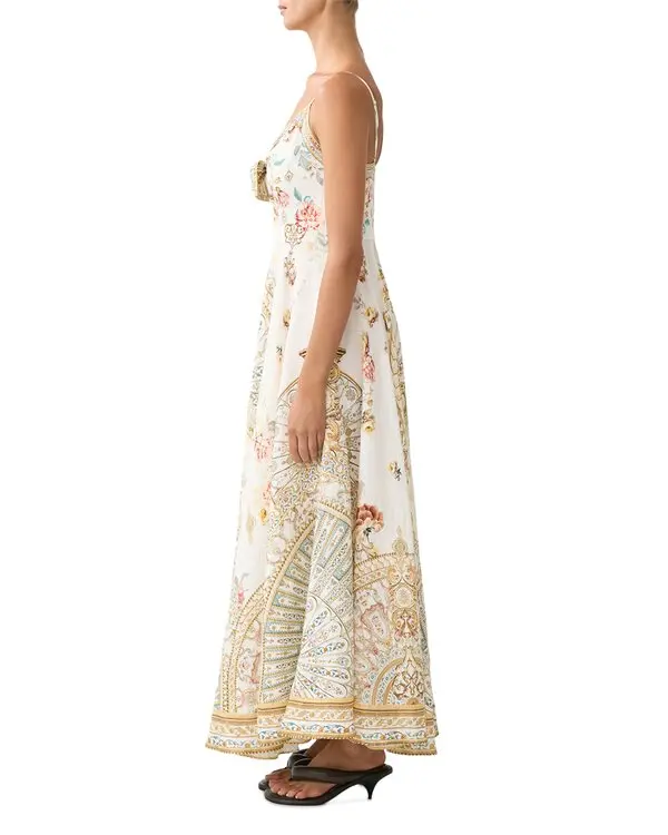 Camilla Linen Brocade Print Dress