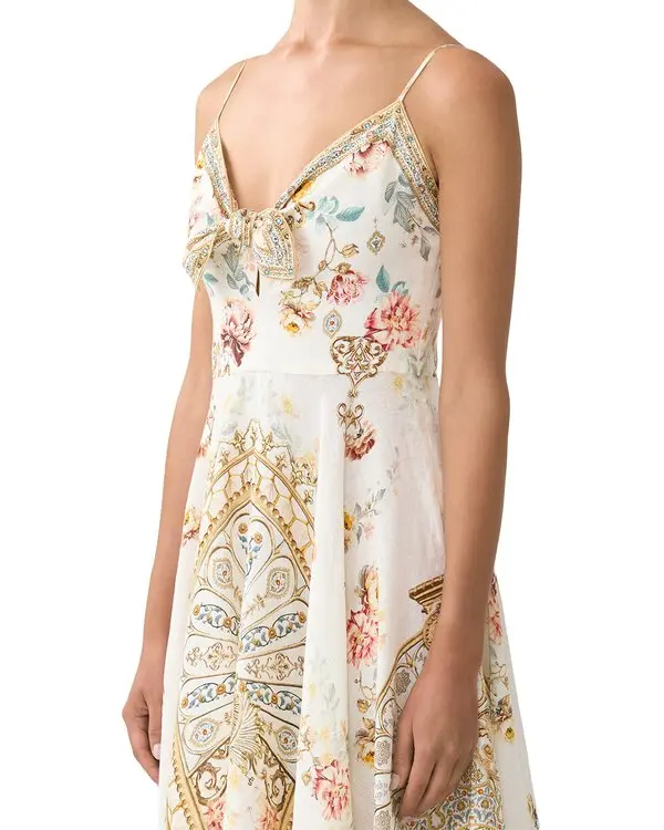 Camilla Linen Brocade Print Dress
