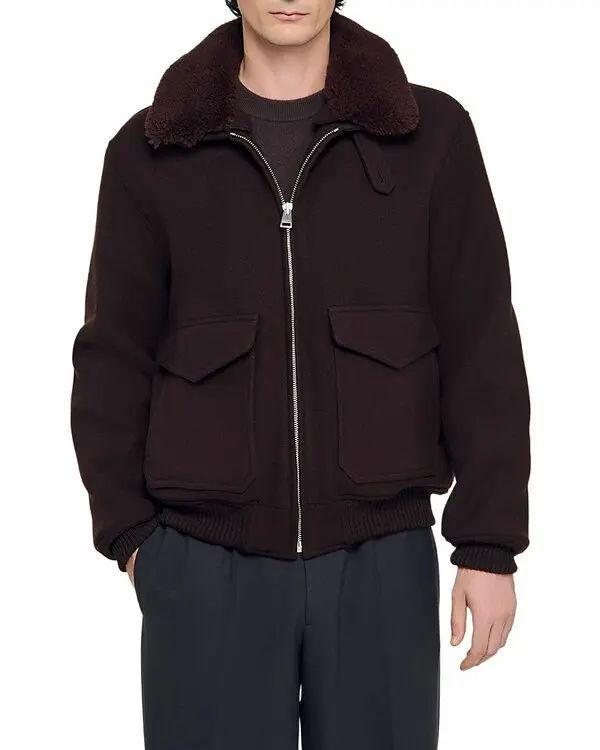 Sandro Aviator Jacket - Chocolate