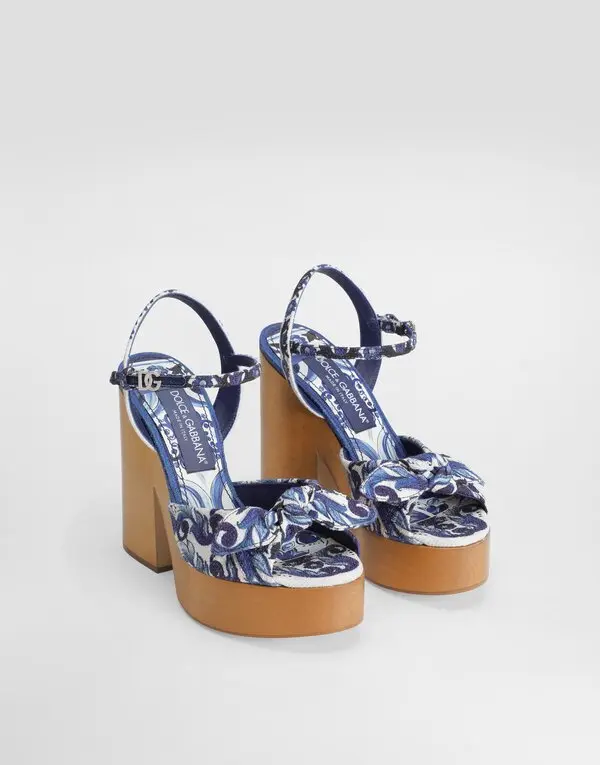 Dolce & Gabbana Majolica-print Wedge Sandal - Multicolor