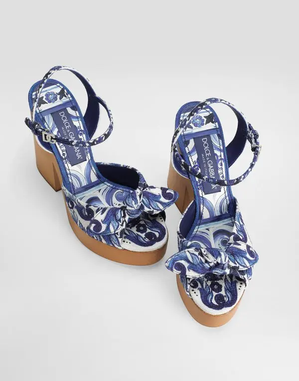 Dolce & Gabbana Majolica-print Wedge Sandal - Multicolor