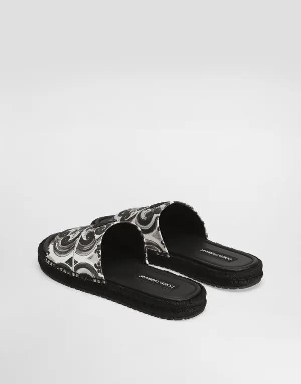 Dolce & Gabbana Shell-print Canvas Espadrille Sandal