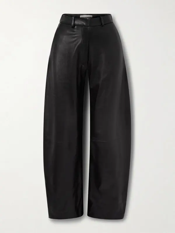 Nour Hammour Leather Barrel-leg Pants - Black