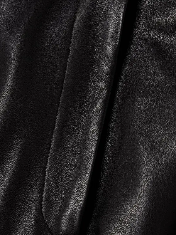 Nour Hammour Leather Barrel-leg Pants - Black
