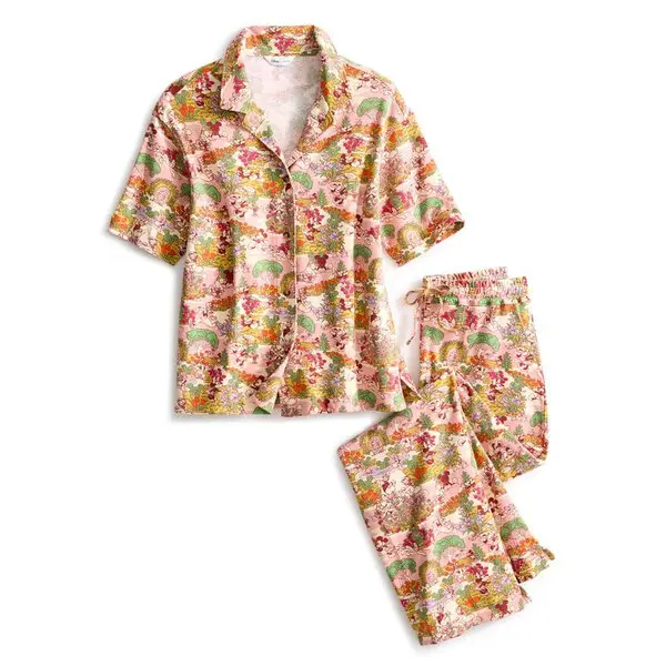VERA BRADLEY Disney Button-down Pajama Set In Mickey's Promenade - Pink