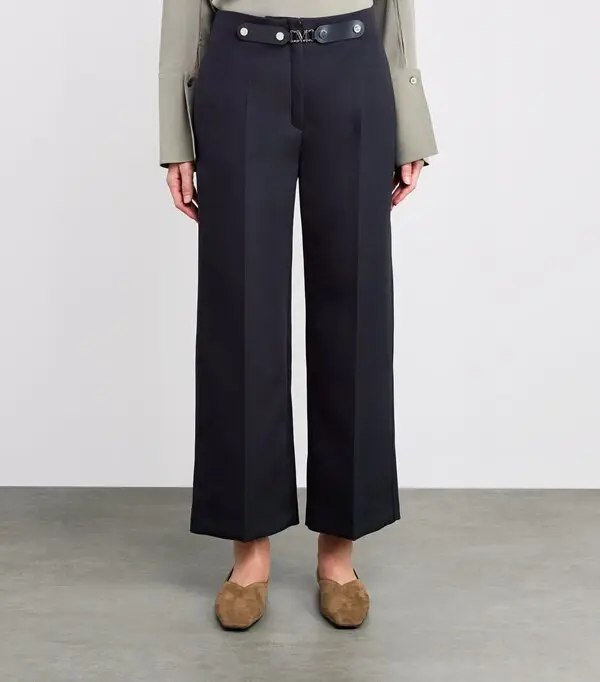 Max Mara Leather-trim Cropped Trousers