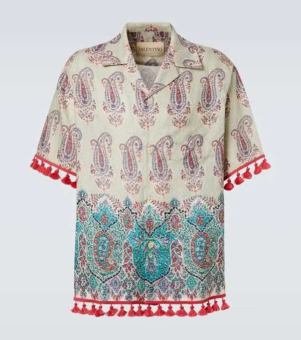 Valentino Garavani Paisley Linen Bowling Shirt