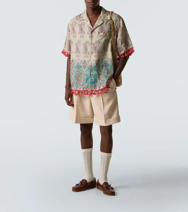 Valentino Garavani Paisley Linen Bowling Shirt