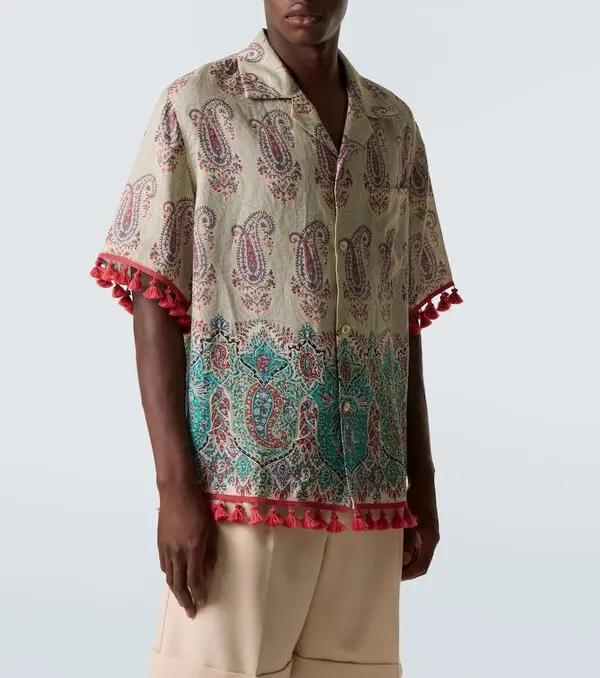 Valentino Garavani Paisley Linen Bowling Shirt