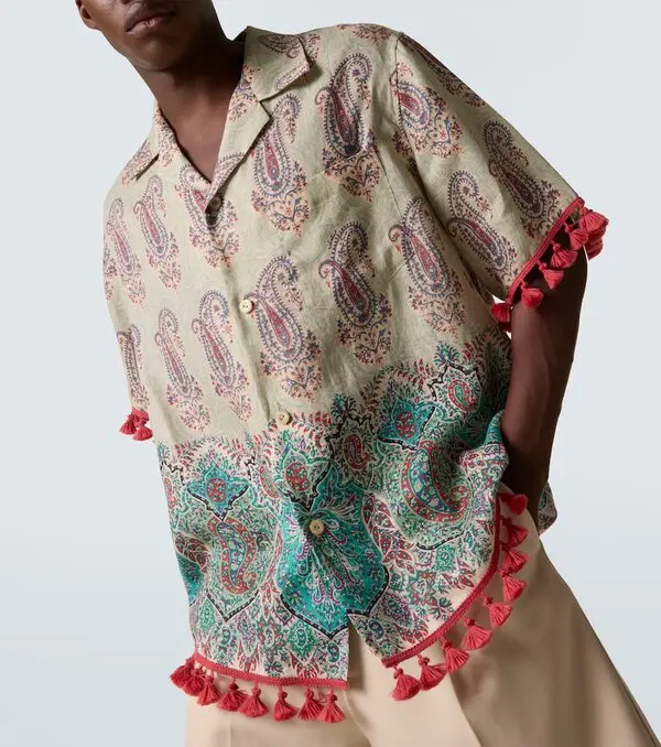 Valentino Garavani Paisley Linen Bowling Shirt
