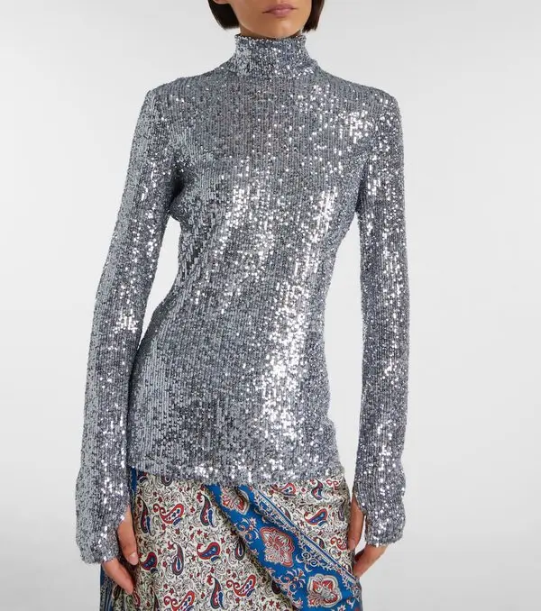 Rabanne Sequined Top - Silver