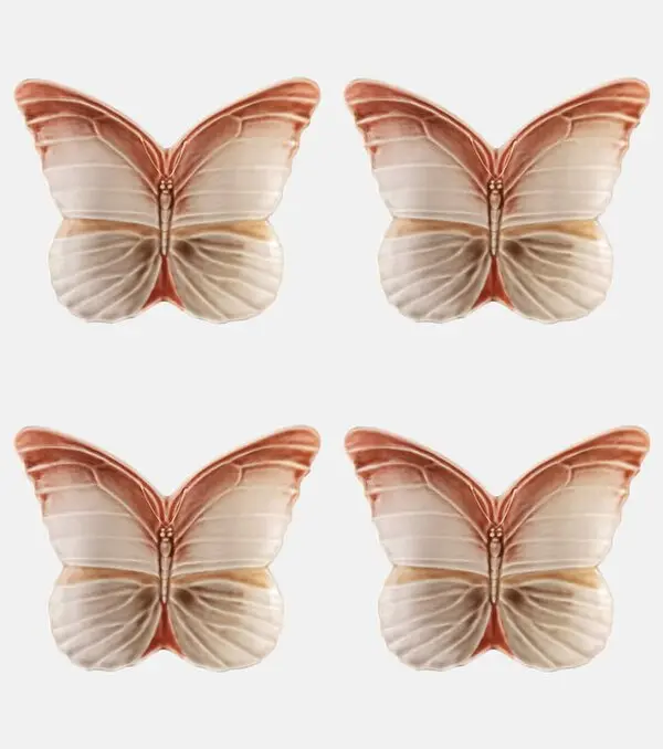 BORDALLO PINHEIRO Set Of 4 Ceramic Bread Plates Claudia Schiffer - Red