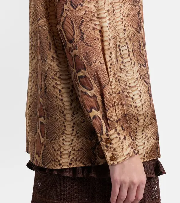 Zimmermann Hypnotic Snake-print Silk Shirt - Brown