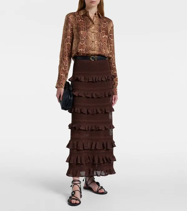 Zimmermann Hypnotic Snake-print Silk Shirt - Brown