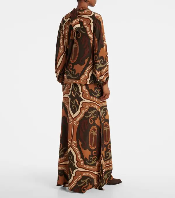 Johanna Ortiz Printed Silk Blouse