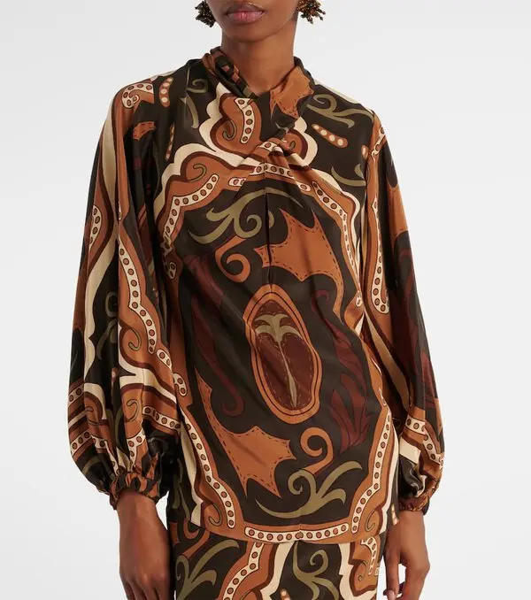 Johanna Ortiz Printed Silk Blouse