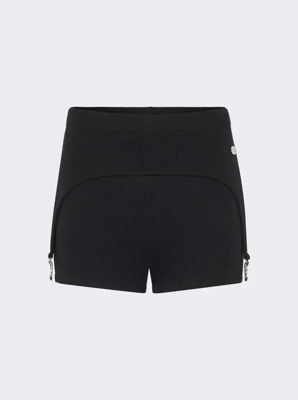 JEAN PAUL GAULTIER Ribbed Mini Shorts With Garter Detail - Black