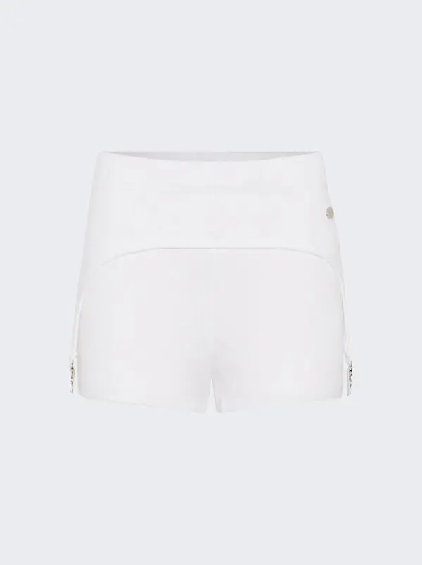 JEAN PAUL GAULTIER Ribbed Mini Shorts With Garter Detail - White