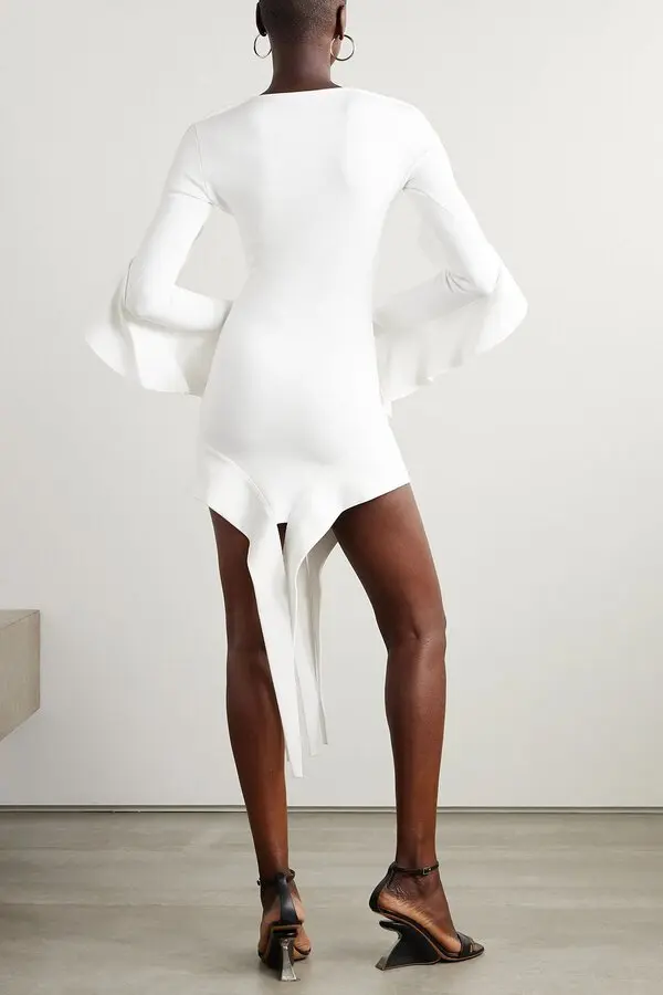 MUGLER Asymmetric Stretch-knit Mini Dress