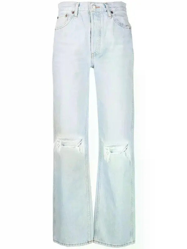 RE/DONE Wide-leg Distressed Jeans