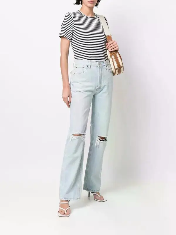 RE/DONE Wide-leg Distressed Jeans
