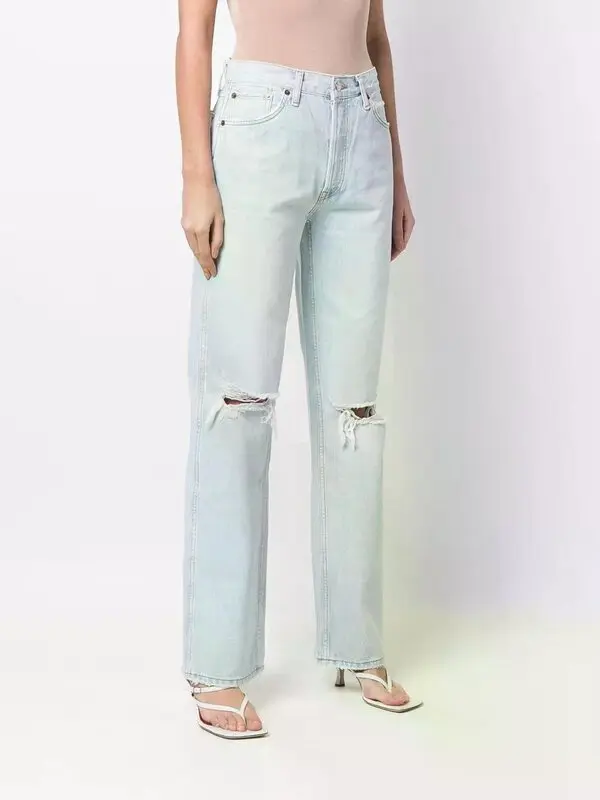 RE/DONE Wide-leg Distressed Jeans
