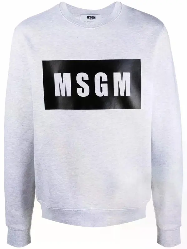MSGM Logo-print Cotton Sweatshirt - Grey