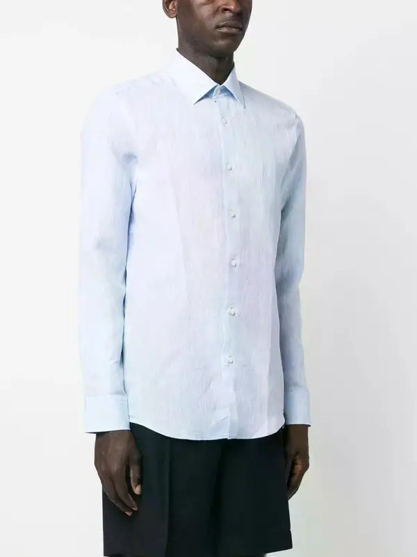 BOSS Long-sleeve Linen Shirt - Blue