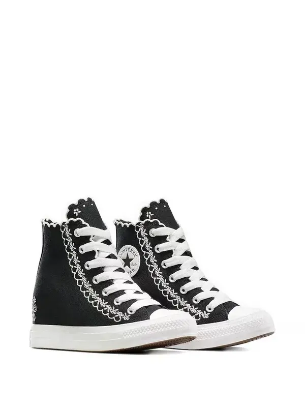 CONVERSE Embroidered Scalloped-edge High-top Sneakers
