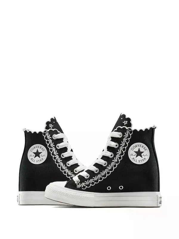 CONVERSE Embroidered Scalloped-edge High-top Sneakers