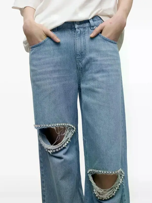 AREA Crystal-embellished Pocket Jeans