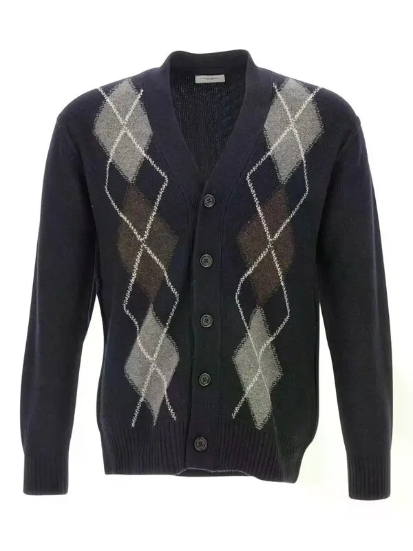 PAOLO PECORA Geometric-pattern Wool Cardigan