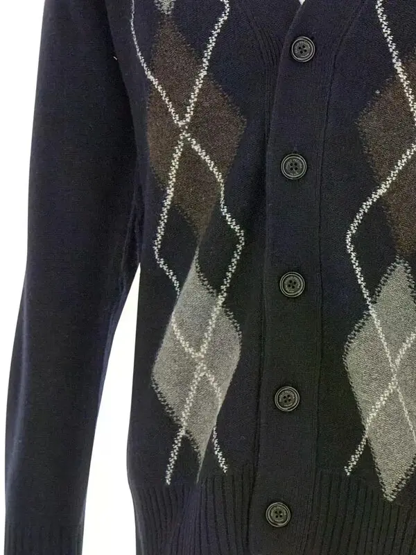 PAOLO PECORA Geometric-pattern Wool Cardigan