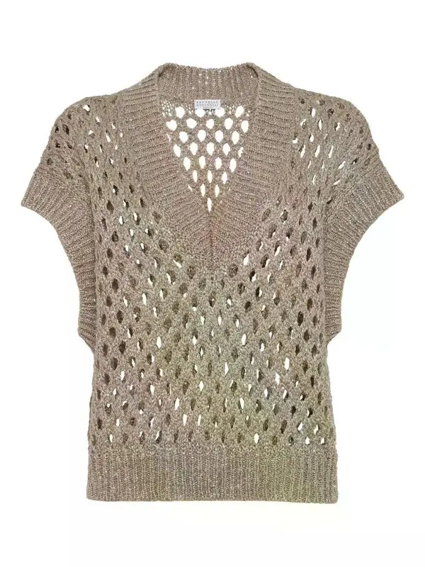 Brunello Cucinelli Open-knit Sleeveless Top