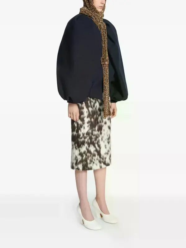 Dries Van Noten Cowhide Print Midi Skirt