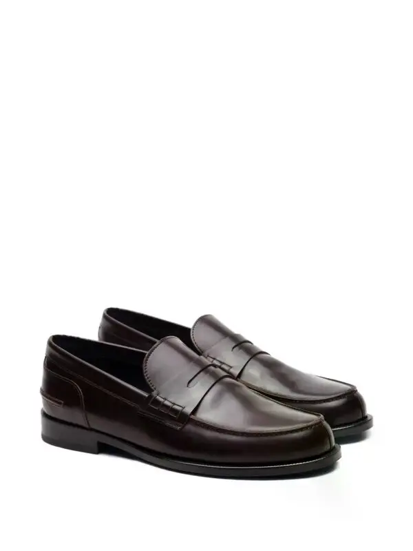 Brioni College Leather Penny Loafers