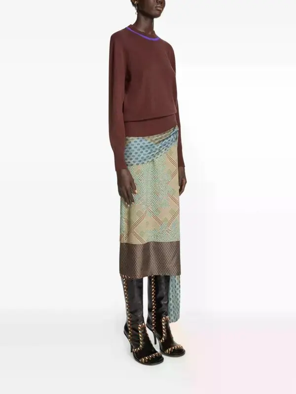 Dries Van Noten Draped Geometric Silk Skirt