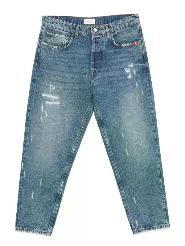 AMISH Distressed Jeans With Frayed Hem