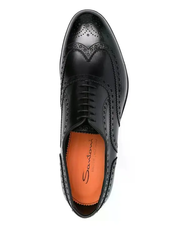 Santoni Perforated Leather Oxford Shoes