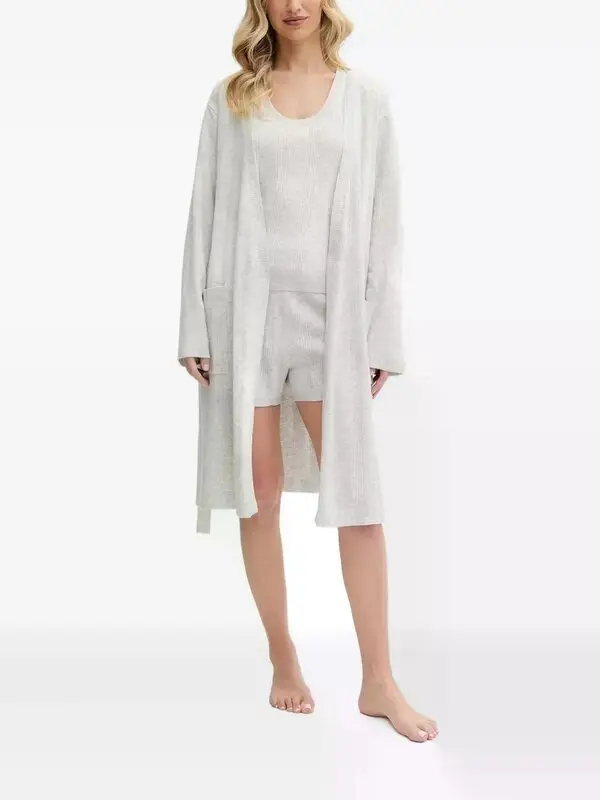 Dkny Ribbed Belted Robe - Grey