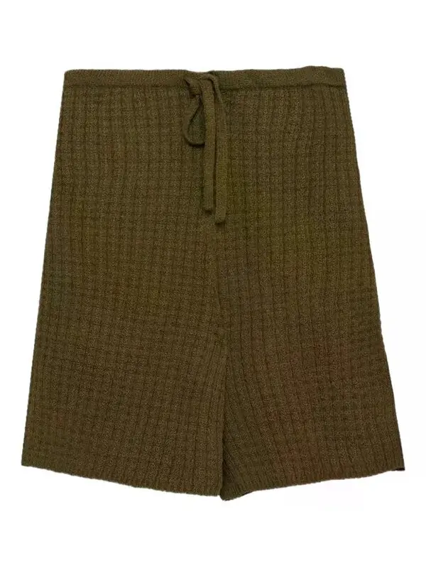 THE ELDER STATESMAN Nora Check-knit Shorts - Green