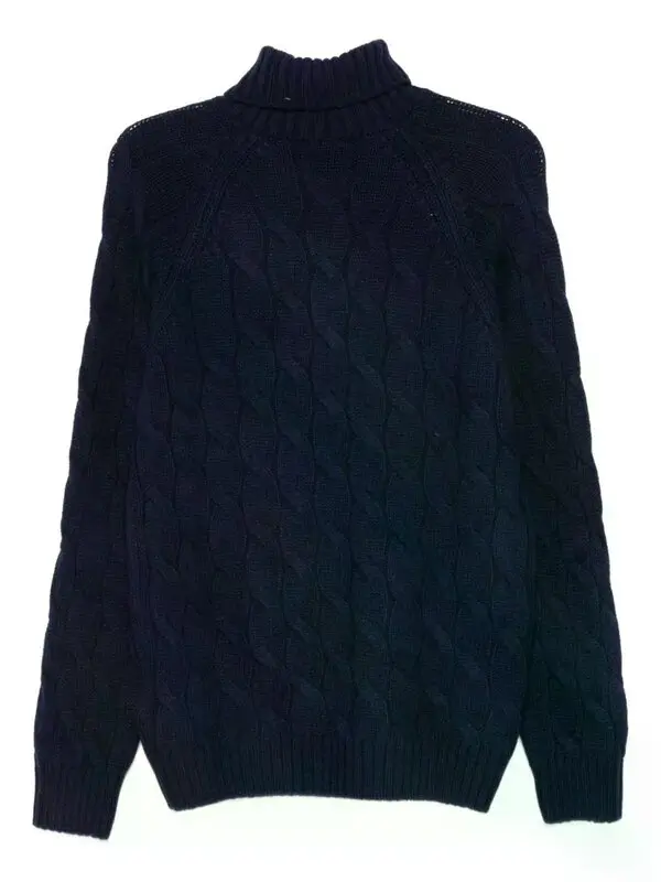 FAY Cable-knit Turtleneck Sweater - Blue