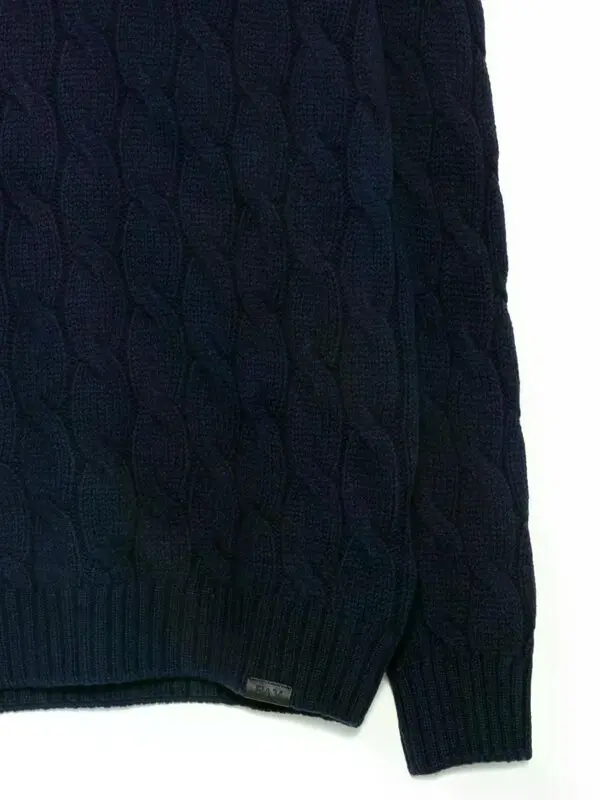 FAY Cable-knit Turtleneck Sweater - Blue