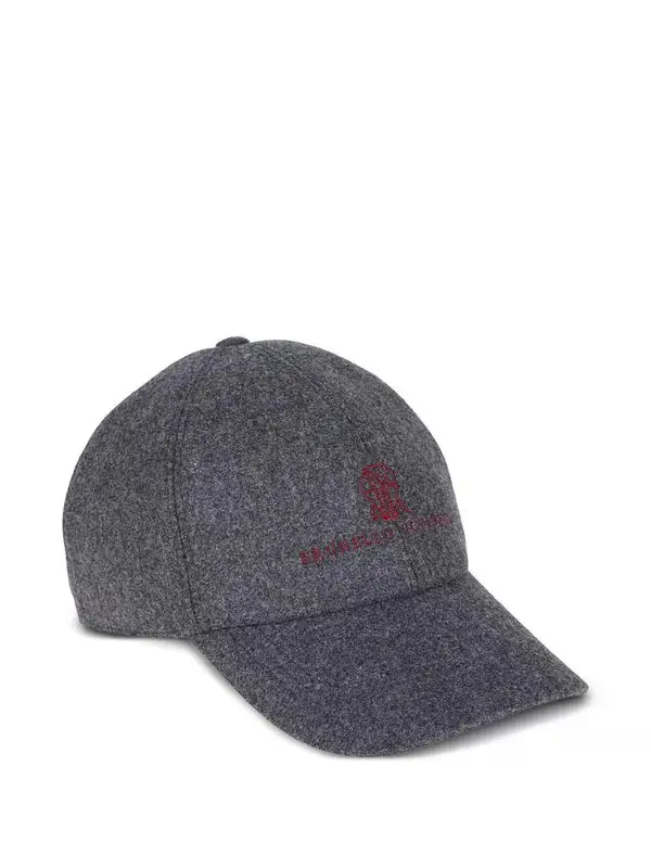 Brunello Cucinelli Embroidered Wool Cap - Grey