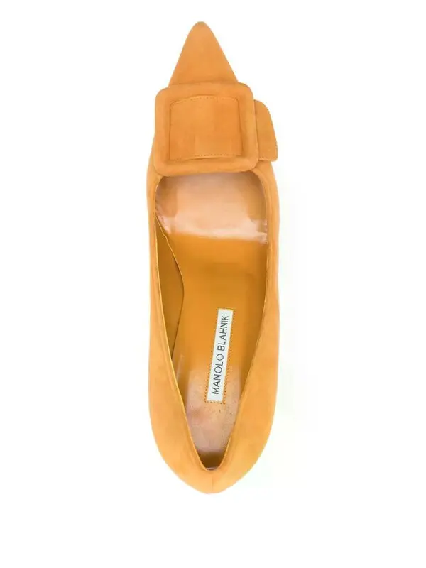 Manolo Blahnik 90mm Maysale Buckle-detail Pointed-toe Pumps - Neutrals