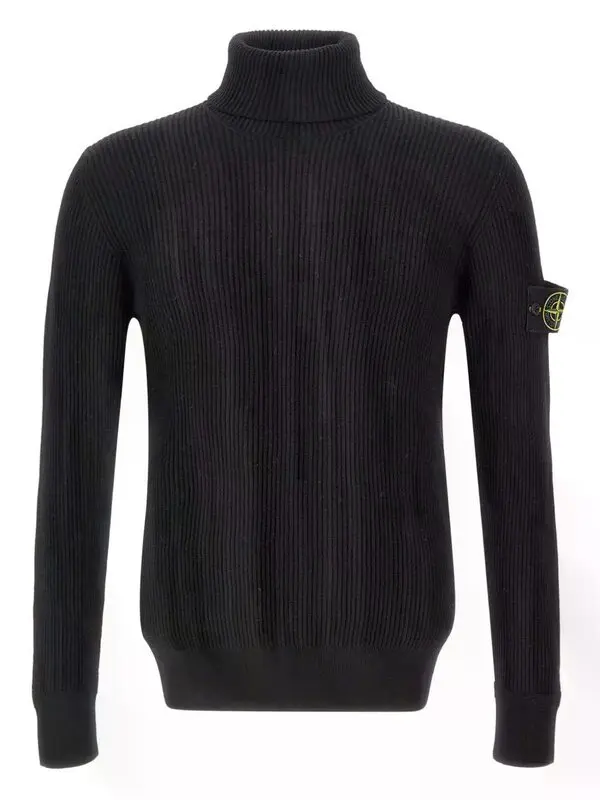 Stone Island Ribbed Turtleneck Sweater - Black