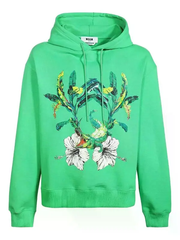 MSGM Floral-print Hoodie - Green
