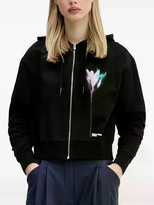 Karl Lagerfeld Flower-print Zip-up Hoodie