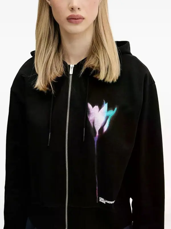 Karl Lagerfeld Flower-print Zip-up Hoodie